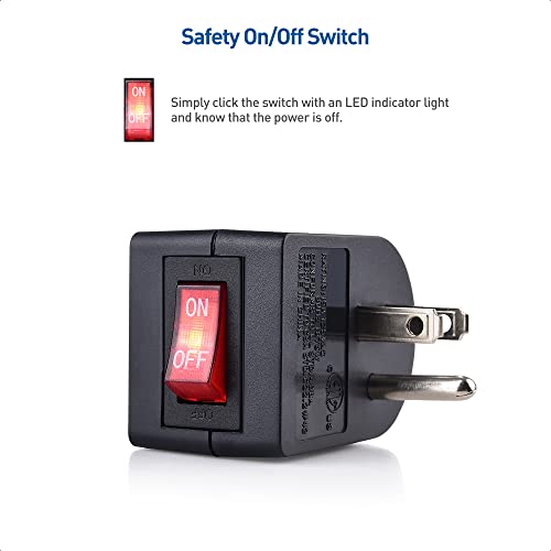 Cable Matters [ETL Listed] 3 Pack Grounded Outlet with ON Off Switch ...