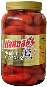 Amazon.com : Hannah's Pickled Sausage 4lb Jar 26ct : Hot Sausage Jar ...