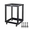 12U Server Rack Open Frame with Casters-RIVECO 4 Post Quick Assembly 19 ...