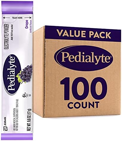 Pedialyte Electrolyte Powder, Grape, Powder Sticks, 0.6 Ounce, 100 ...