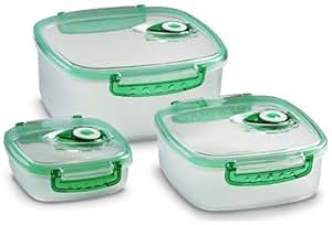Amazon.com - Fresh Vac Food Storage Containers - 3 Piece Square (Clear ...