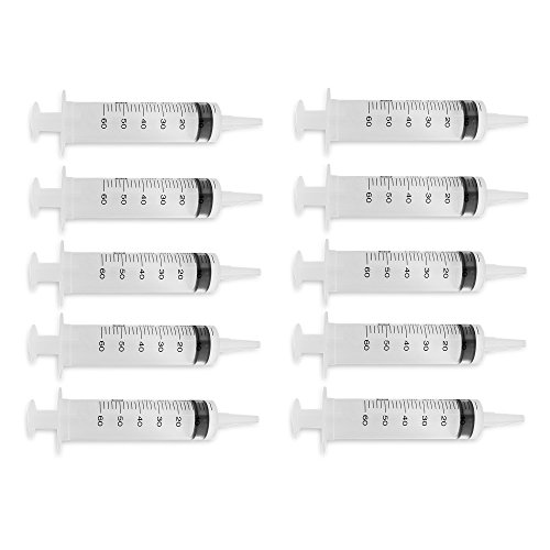 EXELint 60 ml Disposable Sterile Syringes (10 Pack), 50 ml to 60 ml Medical Grade Catheter Tip ...