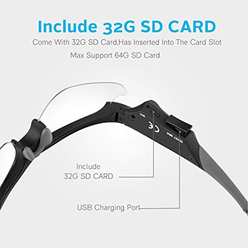 Camera Glasses- 1080P HD Video Camera-32G Memory Card-Smart Glasses ...