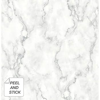 NextWall Faux Marble Texture Peel and Stick Wallpaper (White & Gray ...