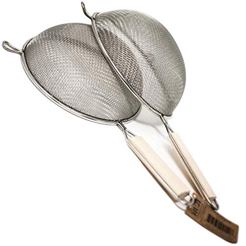 Huji Stainless Steel Fine 8" Double Mesh Food Strainer Colander Sieve ...