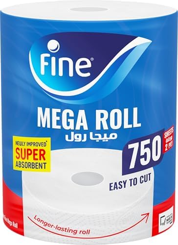 Fine Kitchen Paper Towel Roll, 750Meters X 2 Ply, Roll Of 1. Fine Mega ...