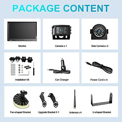 Fookoo 1080P 10" Wireless Backup Camera System, 10" Quad Split Monitor ...