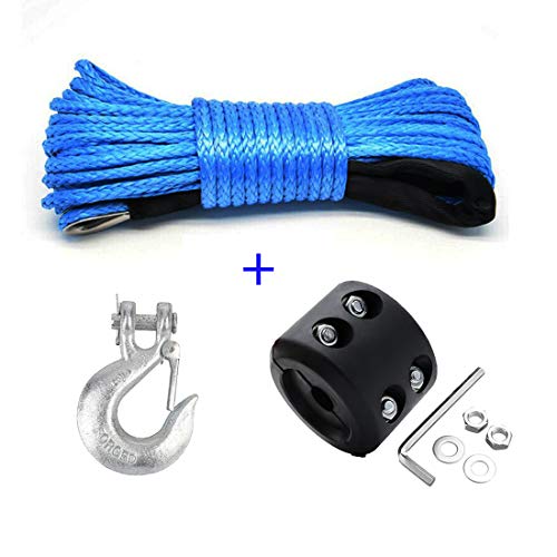 Synthetic Winch Rope, Samlight Blue 1/4" x 50' 7000LBs Winch Line Cable ...