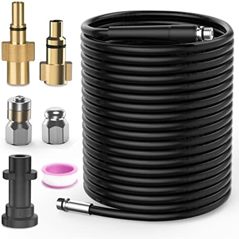 15M Pressure Washer Drain Pipe Hose Cleaning Kit with Jet Nozzle and ...