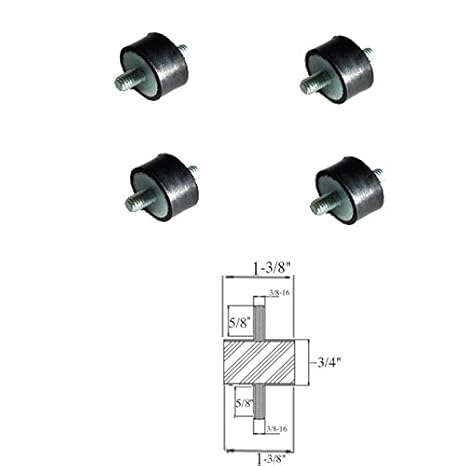 Lot of (4) Rubber Vibration Isolator Mounts (1-3/8" Dia x 3/4 Thk) 3/8 ...