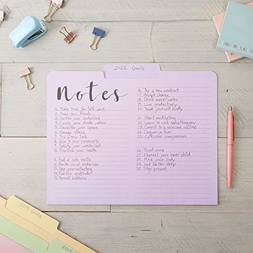 Lined File Folders, 1/3 Cut Tab Letter Size, Notes Section, 6 Colors ...