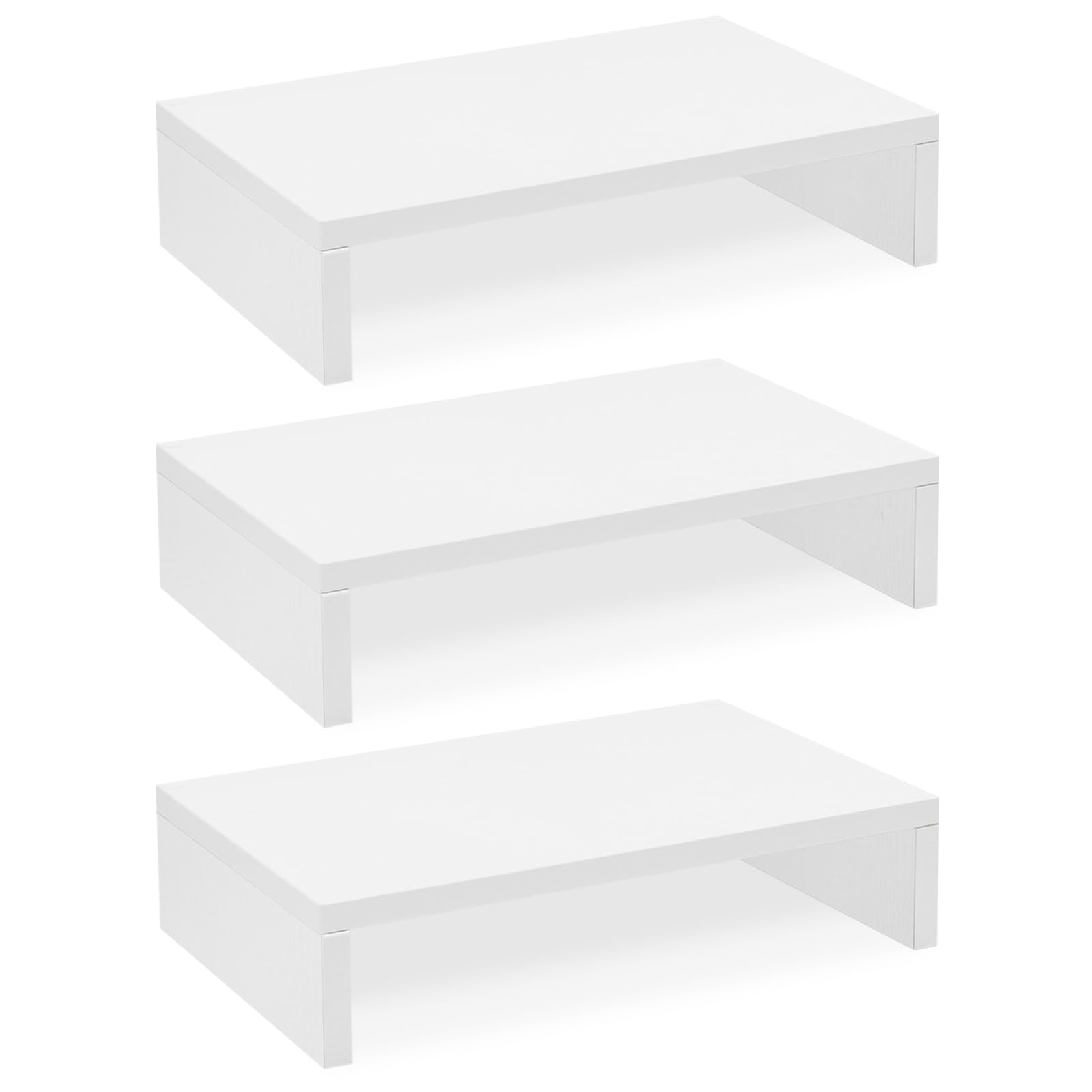 TEAMIX Monitor Stand Riser-3 Packs,Wood 3 Tiers Adjustable Monitor ...