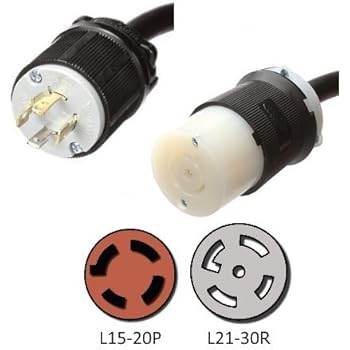Amazon.com: NEMA L6-30P to a L21-30R Plug Adapter - 1 Foot, 30A/208V ...