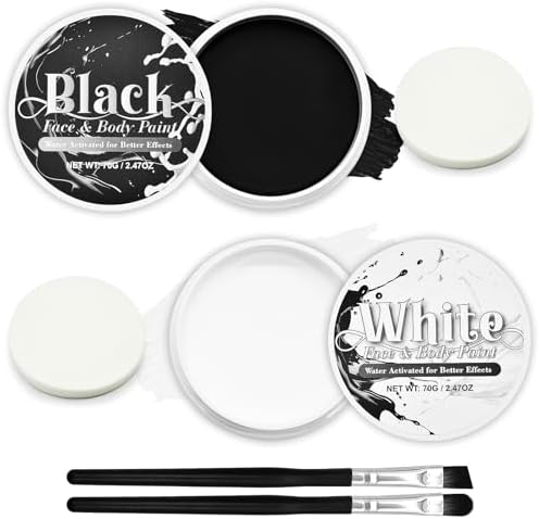 Black and White Face Paint Set (70g each), Halloween Complete Cover ...