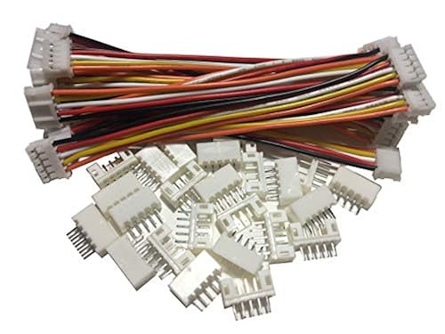 12 PCS 5 PIN JST PH Female Connector on Both Side - 100mm 1007 26 AWG ...