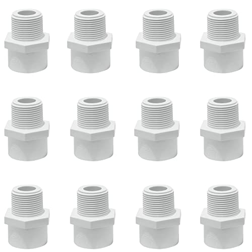 12pcs 1/2 Inch PVC Male Adapter Pipe Fittings (Socket x Male Pipe ...