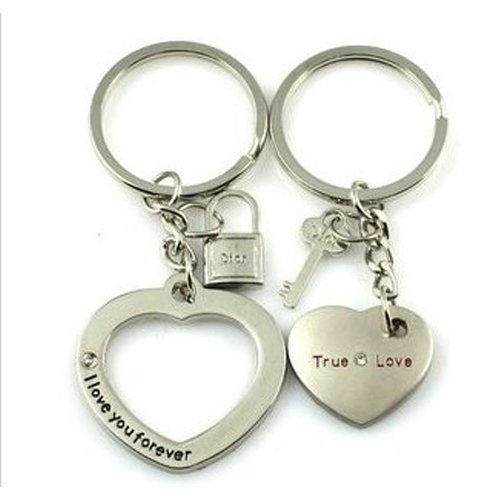 Amazon.com : Fashion True Love Heart Lock Pendant Metal Couples ...