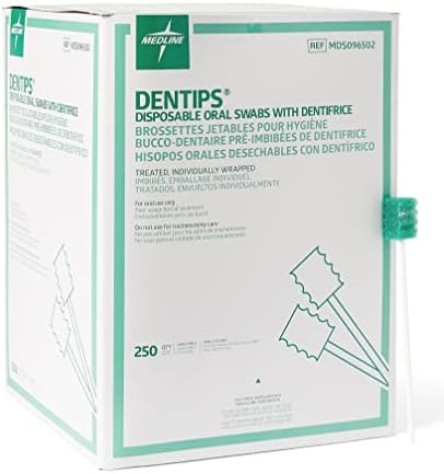 Medline MDS096502Z Dentips Disposable Oral Swabstick, Adult Mint ...
