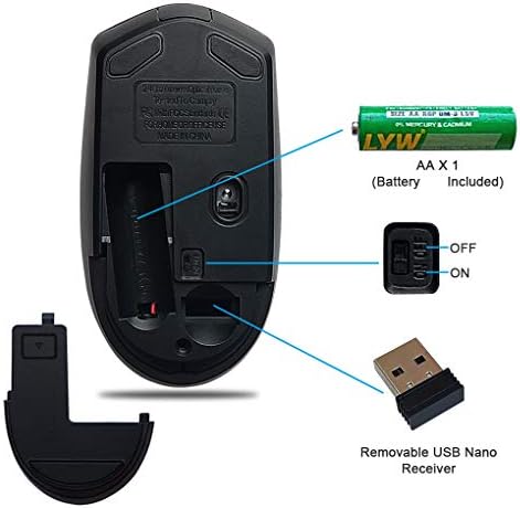 COO ES Ratón Inalámbrico Óptico 2.4G Portable, Ratón con Nano Receptor ...