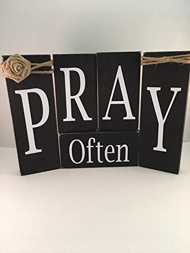 Amazon.com: Black Pray Often Religious Set of Blocks Home Decor: Handmade