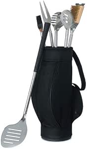 Amazon.com : 5 Piece BBQ Tool Set in Black Golf Bag with Golf Grips ...