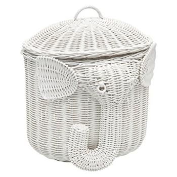 Amazon.com: Kouboo 1060103 Rattan Elephant Storage Basket, White: Home ...
