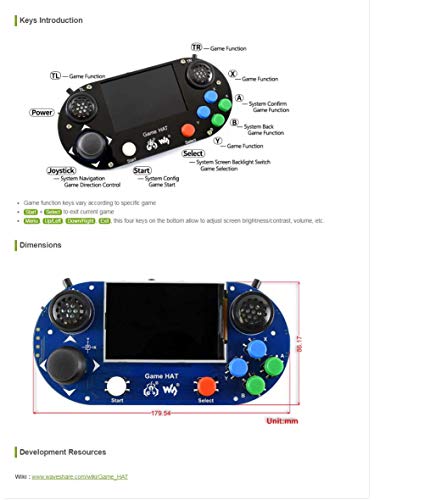 Game HAT for Raspberry Pi A+/B+/2B/3B/3B+/Zero/Zero W Portable Game ...