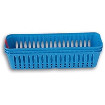 Amazon.com - Mainstays Slim Plastic Storage Trays Baskets in White- Set ...