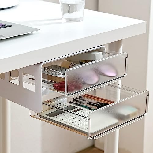 DMG TECH Under Desk Drawer, Hidden Self-Adhesive Under Mount Desk ...