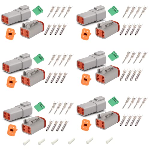 Deutsch DT Grey 4 Pin Connectors 6 Sets, Waterproof Electrical Wire ...