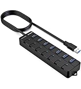 Amazon.com: USB hub,7-Port USB Hub,VEMONT 3.0 USB Splitter with Individual On/Off Switches and ...