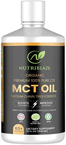 NUTRIBLAZE 100% Pure C8 MCT Oil 32oz Unflavored Keto & Paleo Diet Supplement | Caprylic Acid ...