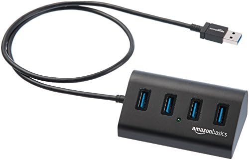AmazonBasics USB 3.1 Type-A to 4-Port Aluminum Hub Connector, Black ...