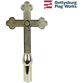 Amazon.com : 8" Gold Metal Fancy Religious Cross, Finial topper for ...