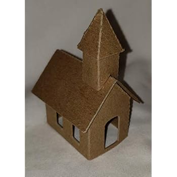 Amazon.com: Putz Style Little Village Cardboard House-Mini Church with ...