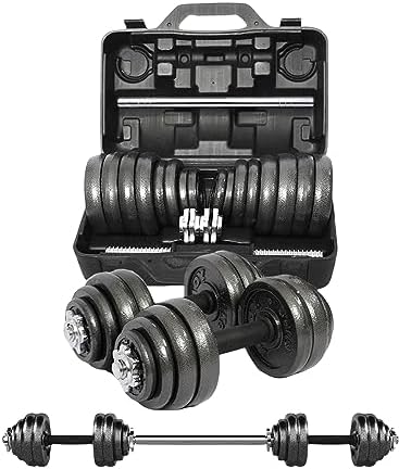 EqiEch Cast Iron 30KG Adjustable Dumbells Weight Set,Barbell Set,Men ...