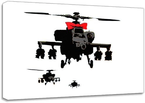 Banksy Helicopter White Wall Graffiti Canvas Art Print Poster: Amazon ...