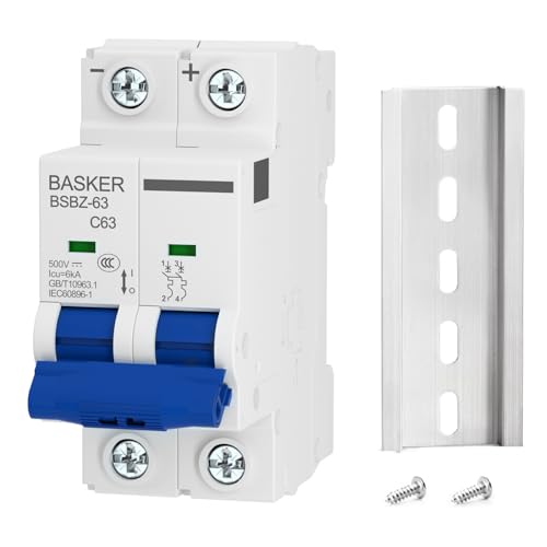 BASKER DC Circuit Breaker, 63 Amp 2 Poles 500V Solar Disconnect Switch ...