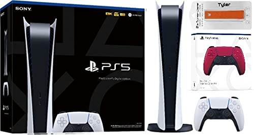 PS5 Playstation 5 Digital Edition Console W/Extra Cosmic Red Dualsense ...
