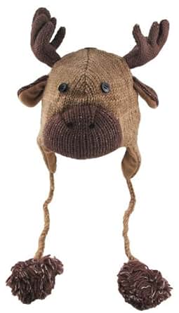 Amazon.com: DeLux Moose Face Wool Pilot Animal Cap/Hat with Ear Flaps ...