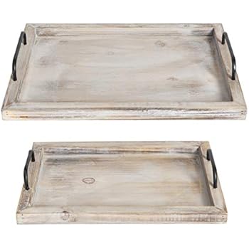 Amazon.com | Vintage Wood Serving Tray, Rectangular Food Tray with ...
