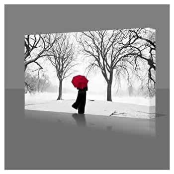 Amazon.com: Red Umbrella In Snow Canvas Wall Art, Canvas Art Work ...