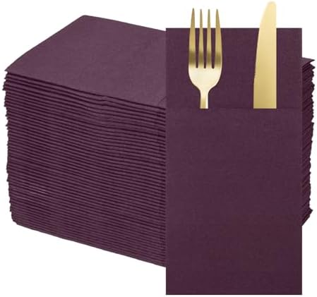 sourcing map 50 Pcs Disposable Linen Feel Napkins with Built-in ...