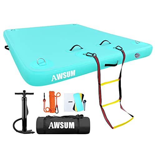 AWSUM 8ft x 6ft x 6inches Mint Green Inflatable Floating Dock Air Dock ...