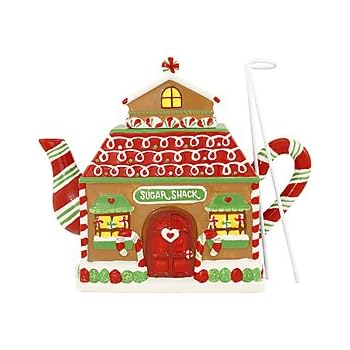Amazon.com | Festive Gingerbread House Teapot for Christmas/Holiday Tea ...
