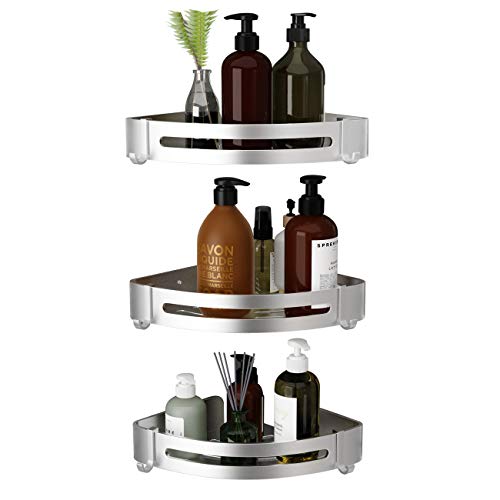 Suction Corner Shampoo Holder Shelves Screw in Shower Rack Shower ...