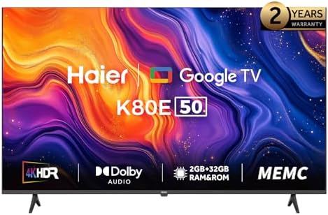Haier 50 Inch 4K UHD QLED Smart TV Built-in Receiver, Black - H50K80EU ...