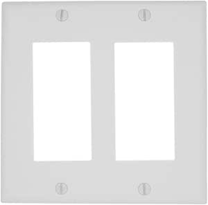 Leviton 80409-NW 2-Gang GFCI Device Decora Wallplate, Standard Size ...