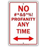 Amazon.com : 12" X 18" PVC SIGN FOR BUSINESS NO FOUL LANGUAGE CURSING ...