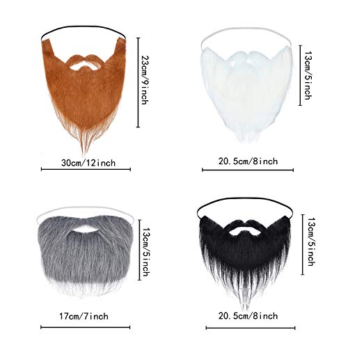 4 Pieces Fake Beards False Beards Funny Fake Mustache Fake Whisker for ...
